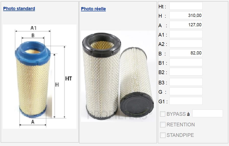 Filtre air da2124 - kubota r2401-42270 / rd452-4227-0 / rd452-4227-1 ...