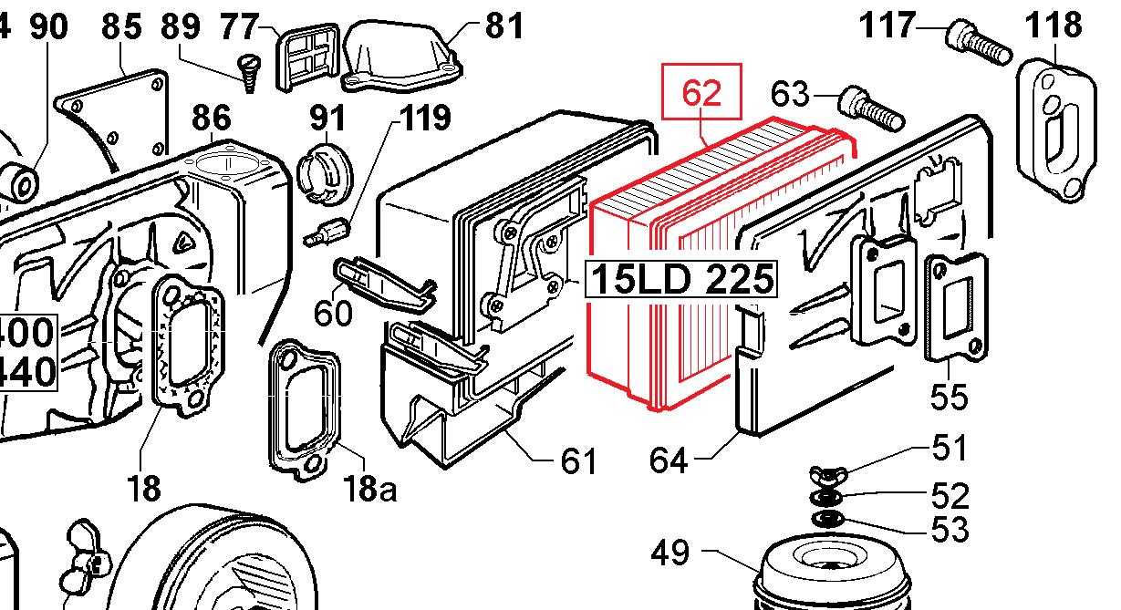 Air filter 15ld225 lombardini kd225 kohler ad230 acme motori - 2175180 ...