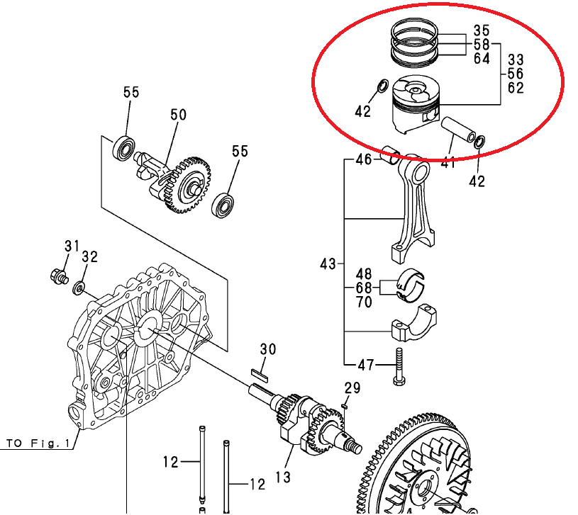 Piston yanmar l100 l100n (714320-22720 ou 714320-22620) [avec segments ...